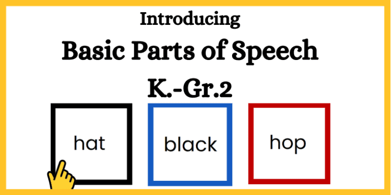 Basic Parts of Speech for Sentence Structure- Kindergarten & Grade 1 ...